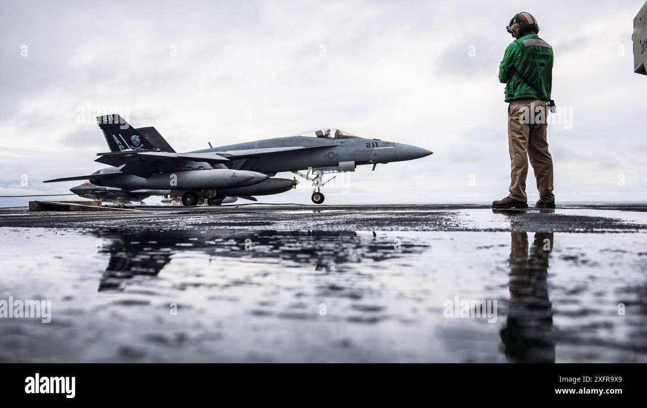 An F/A-18E Super Hornet, attached to Strike Fighter Squadron (VFA) 103 ...