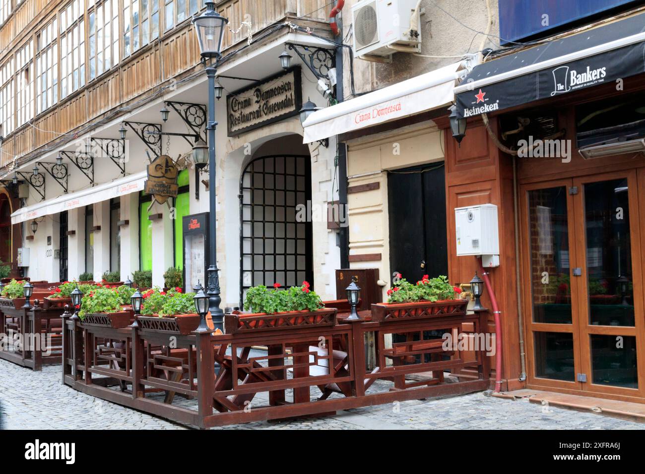 Europe, Romania. Bucharest. Old Town street cafes. 2016-10-10 Stock ...