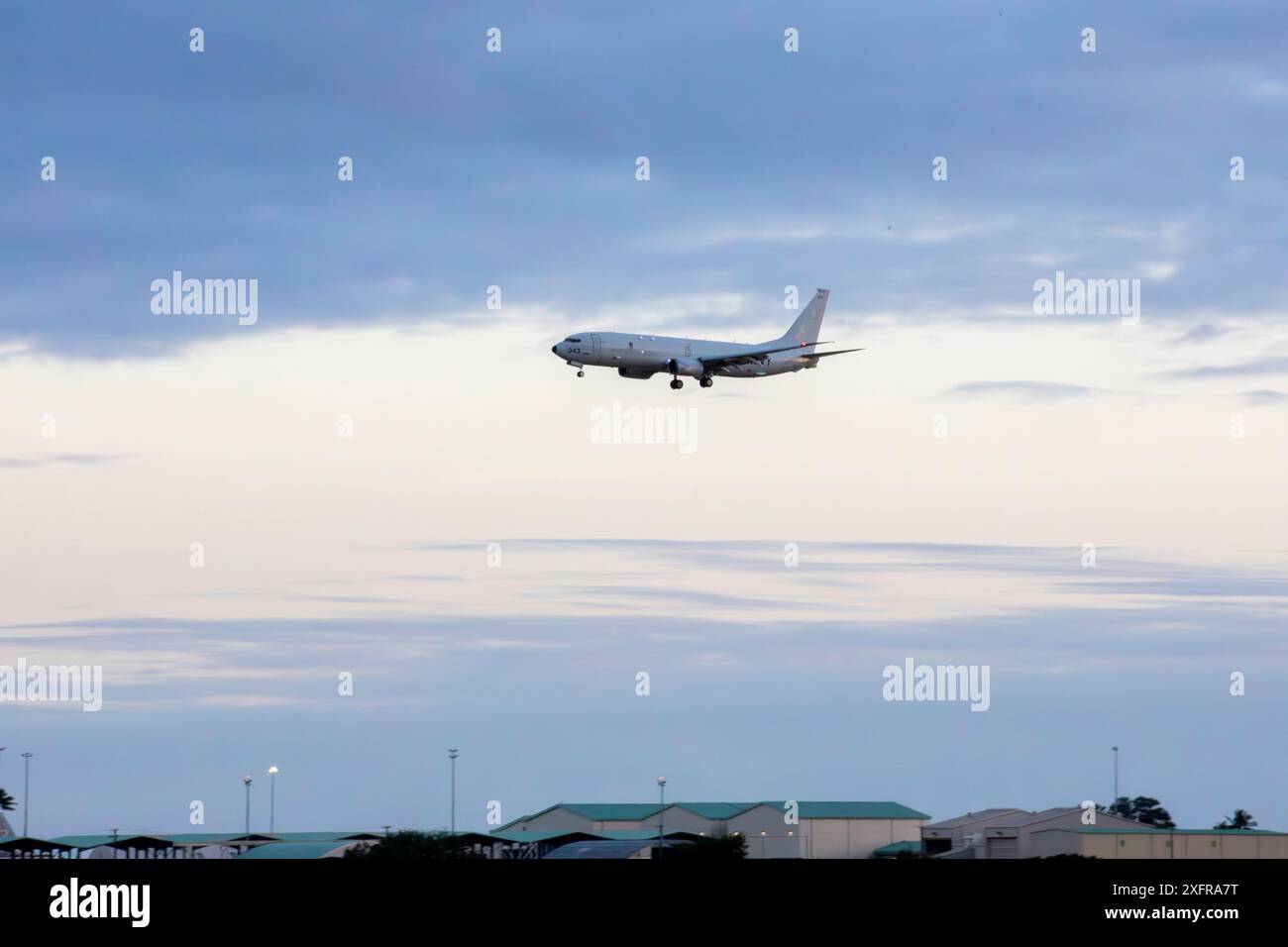 A U.S. Navy P-8A Poseidon, assigned to Patrol Squadron (VP) 5, arrives ...