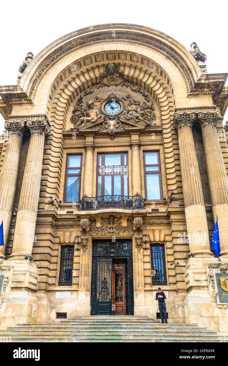 Europe, Romania. Bucharest. The CEC Palace, built in 1900 on Calea ...