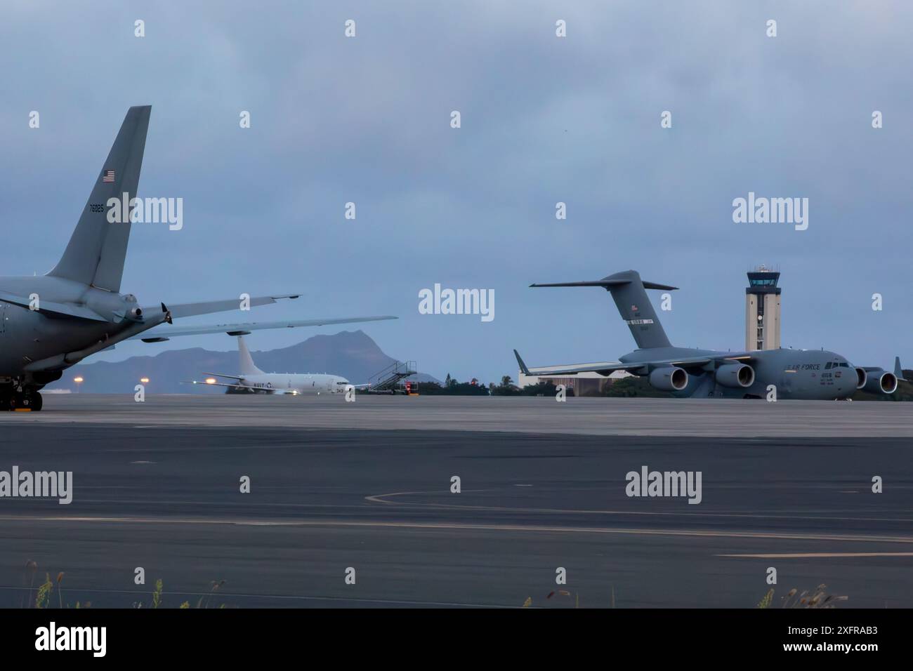 A U.S. Navy P-8A Poseidon, assigned to Patrol Squadron (VP) 5, arrives ...