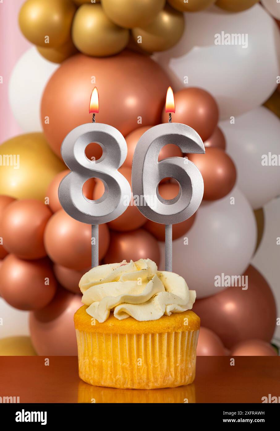 Birthday candle number 86 - Celebration balloons background Stock Photo ...