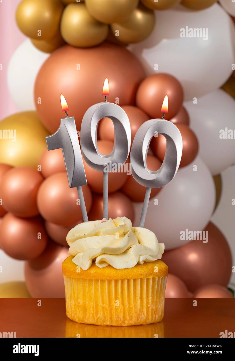 Birthday candle number 100 - Celebration balloons background Stock ...