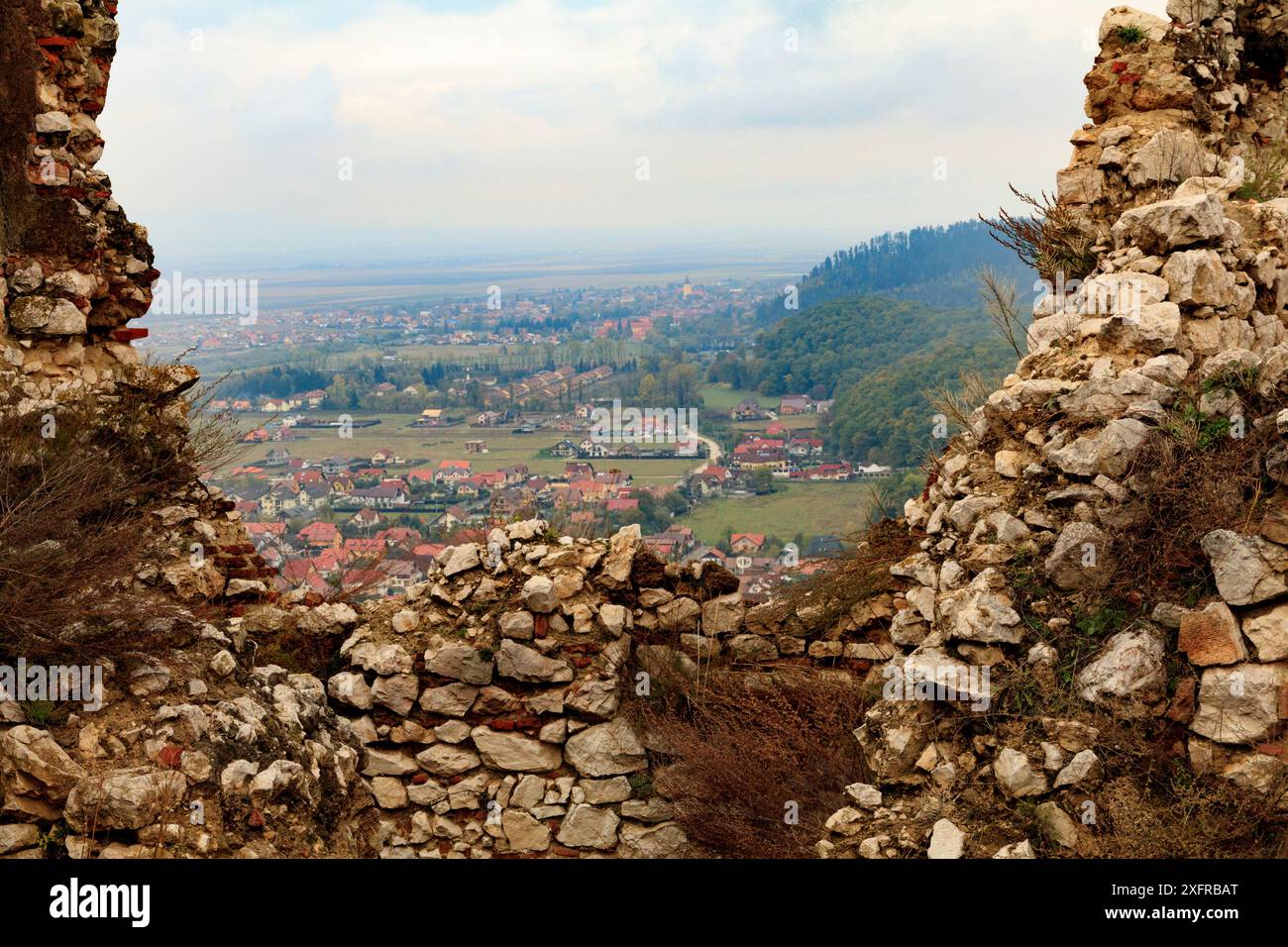 Europe, Romania. Brasov. Rooftops and villages, territorial view of ...