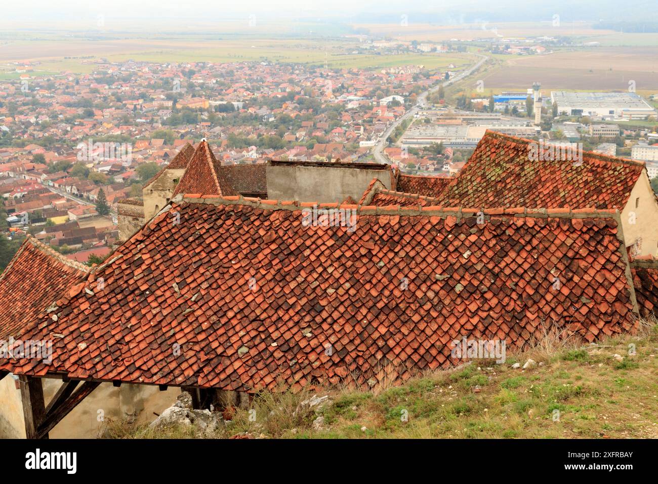 Europe, Romania. Brasov. Rooftops and villages, territorial view of ...