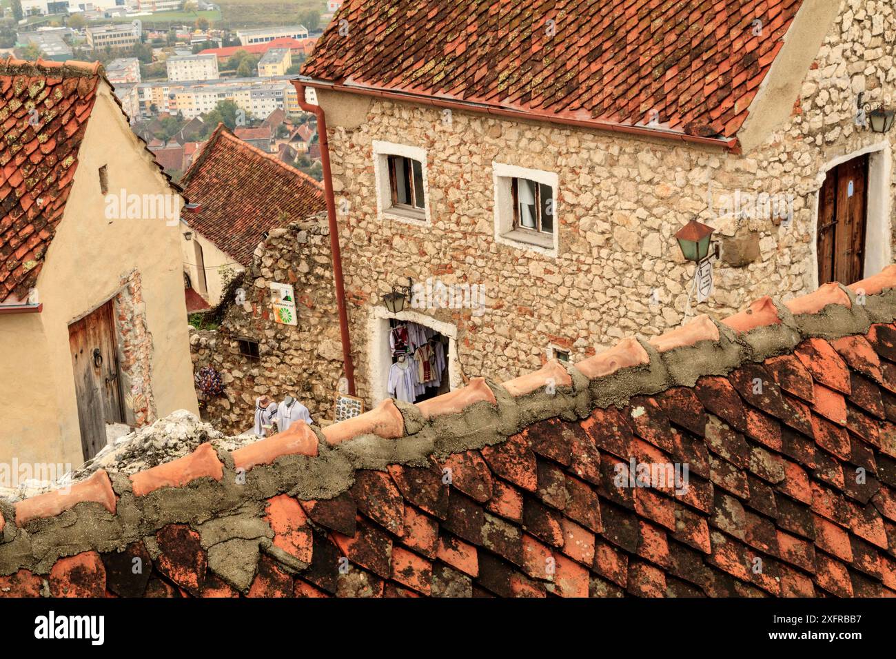 Europe, Romania. Brasov. Rooftops and villages, territorial view of ...
