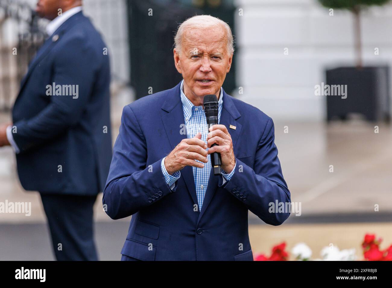 President Joe Biden gives remarks as he hosts an Independence Day ...
