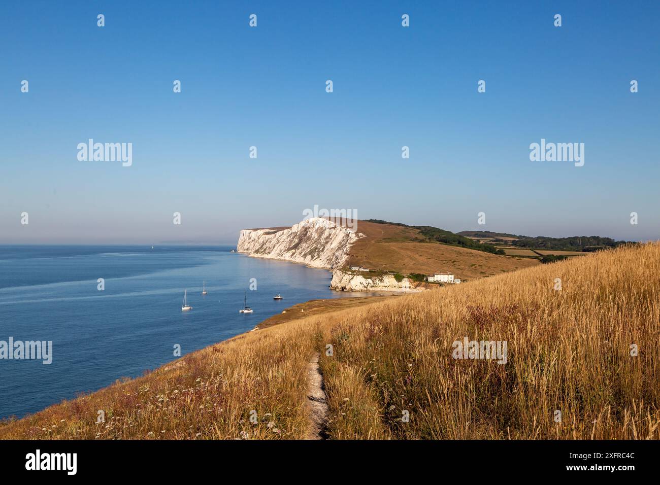 A view over Freshwater Bay and Tennyson Down on the Isle of Wight, with ...
