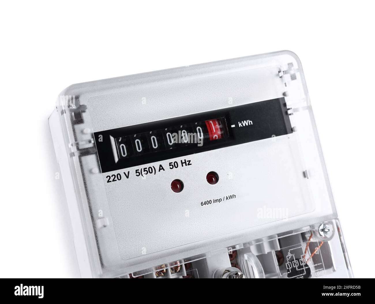 Electric meter isolated on white. Energy measuring device Stock Photo ...