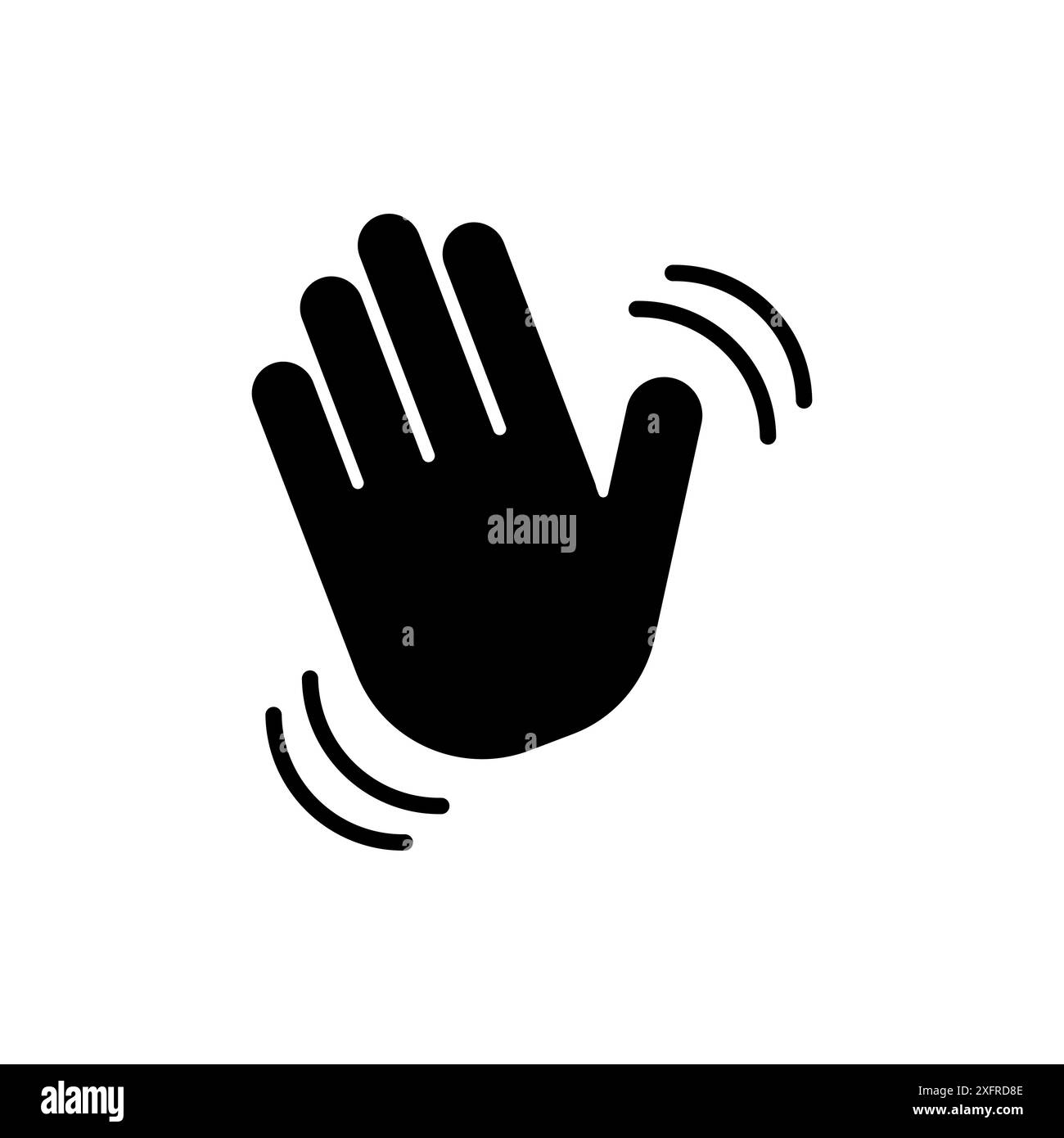Waving hand icon. Black silhouette gesture. Signal waves illustration ...