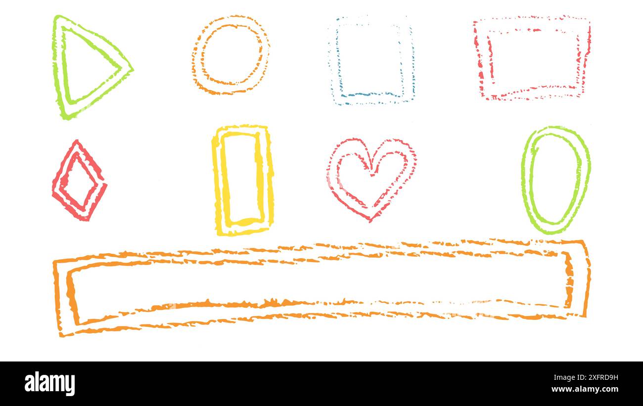 Doodles with the texture of wax chalk. Set elements imitating child ...