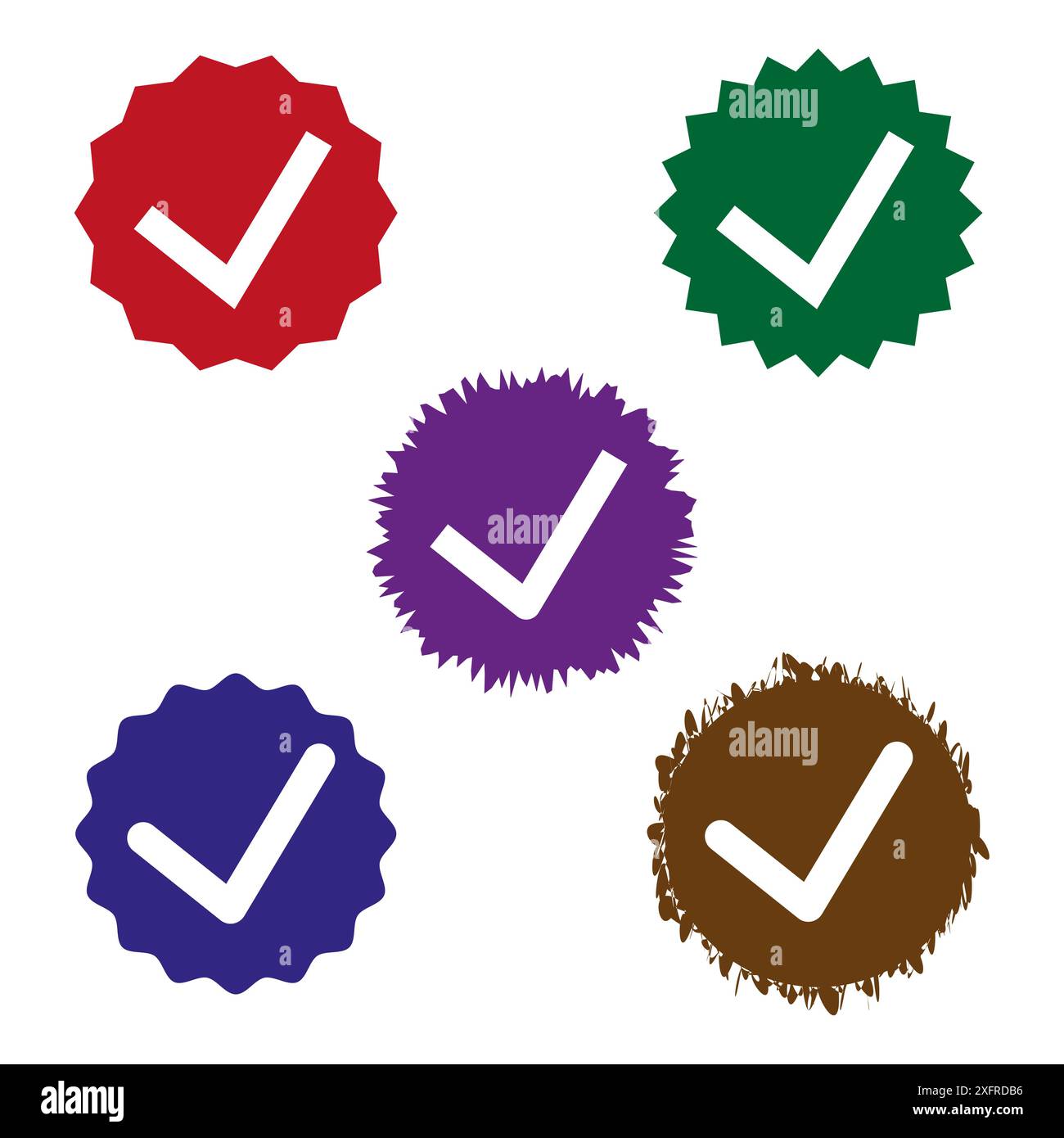 Colorful check marks. Various shapes. Simple vector icons. Approval symbols Stock Vector Image ...