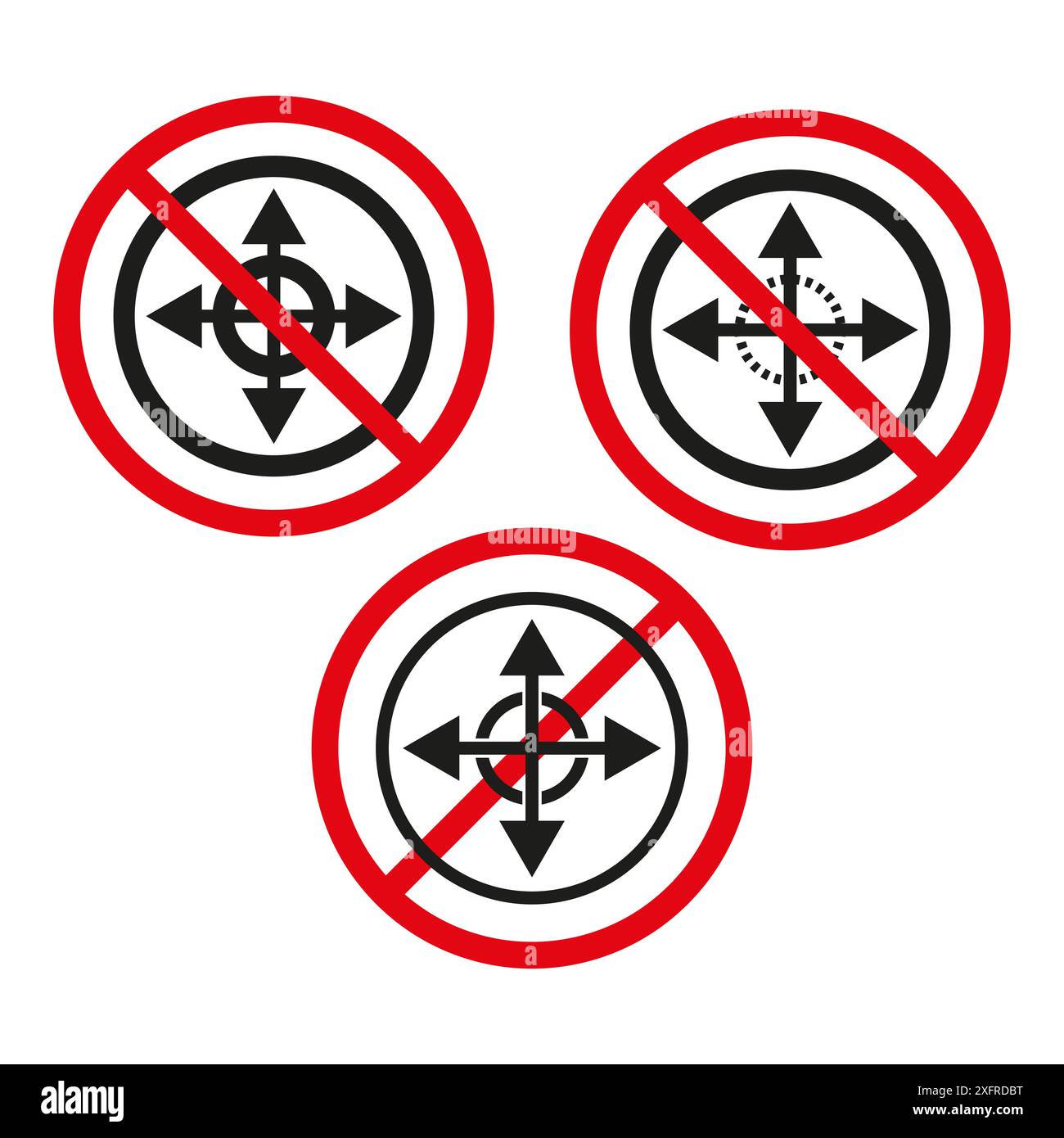 No moving sign. Red circle symbol. Directional arrows icon. Vector ...