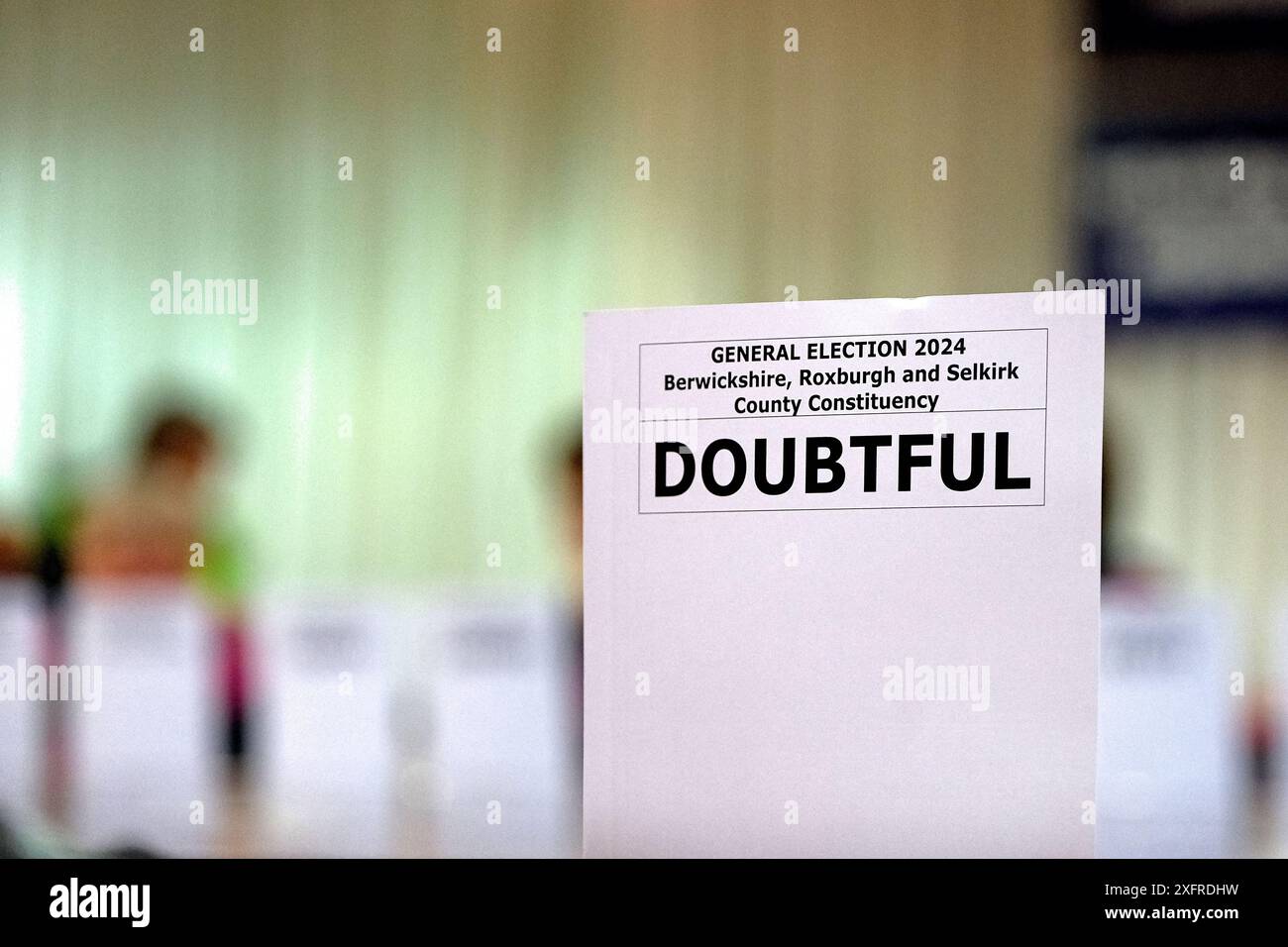 Kelso, UK. 05th July, 2024. Sorting trays await the counted ballot ...