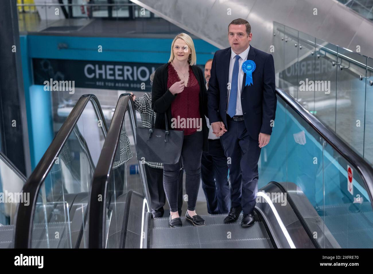 Scottish Conservative leader Douglas Ross arrives with his wife Krystle ...