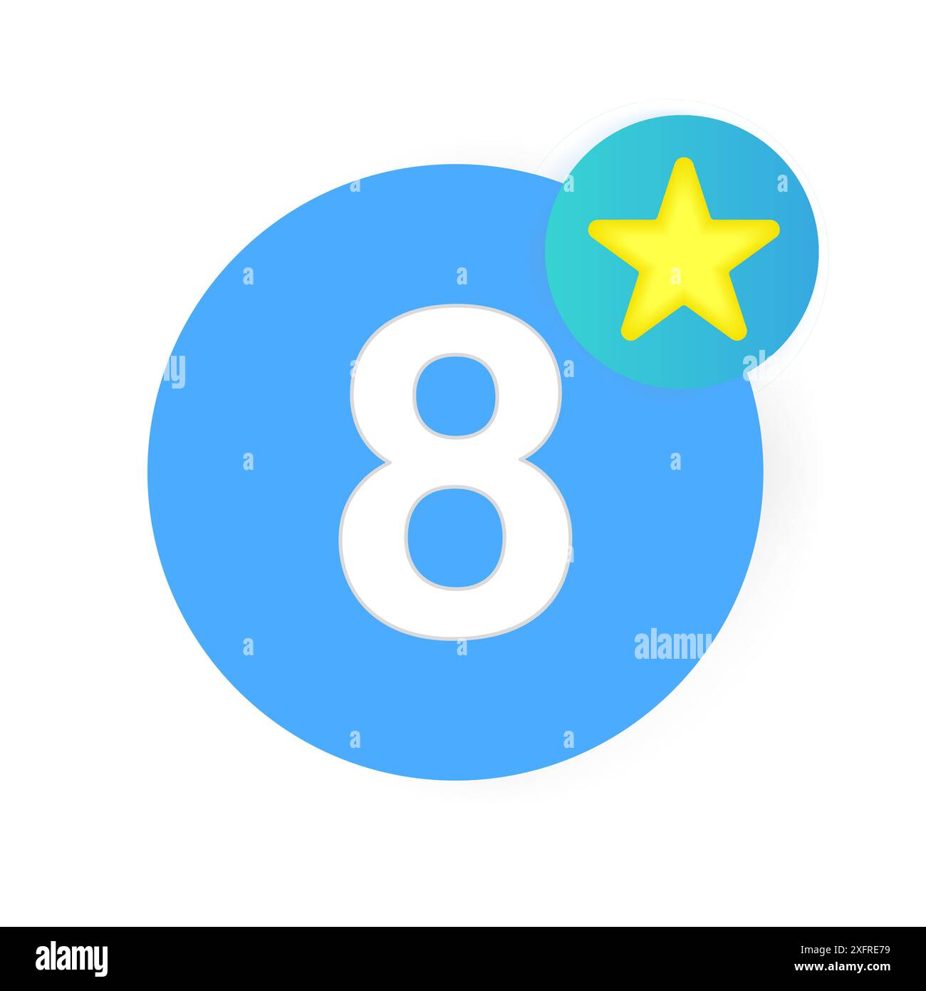 Number eight badge. Blue circle. Yellow star. Vector icon Stock Vector ...