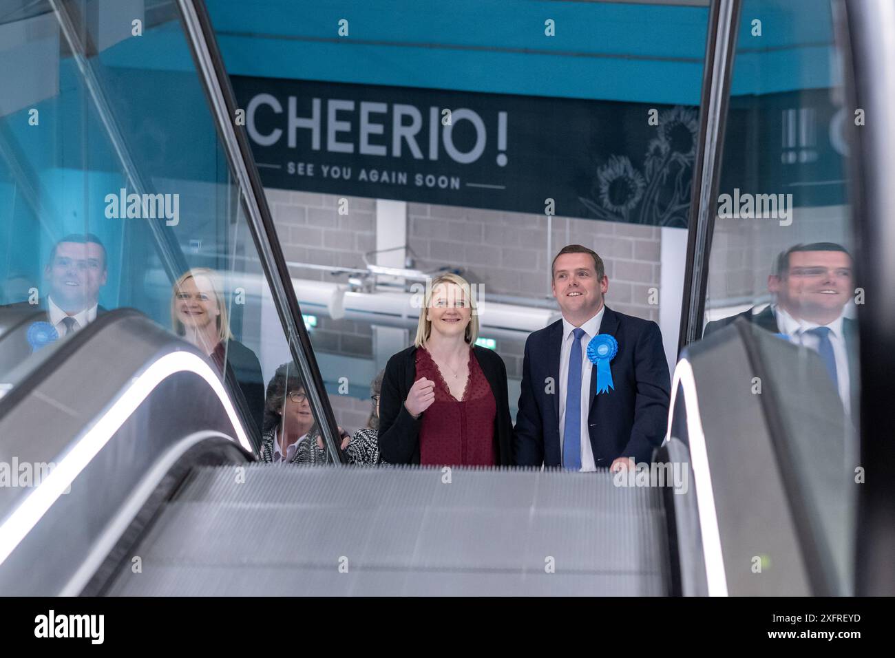 Scottish Conservative leader Douglas Ross arrives with his wife Krystle ...