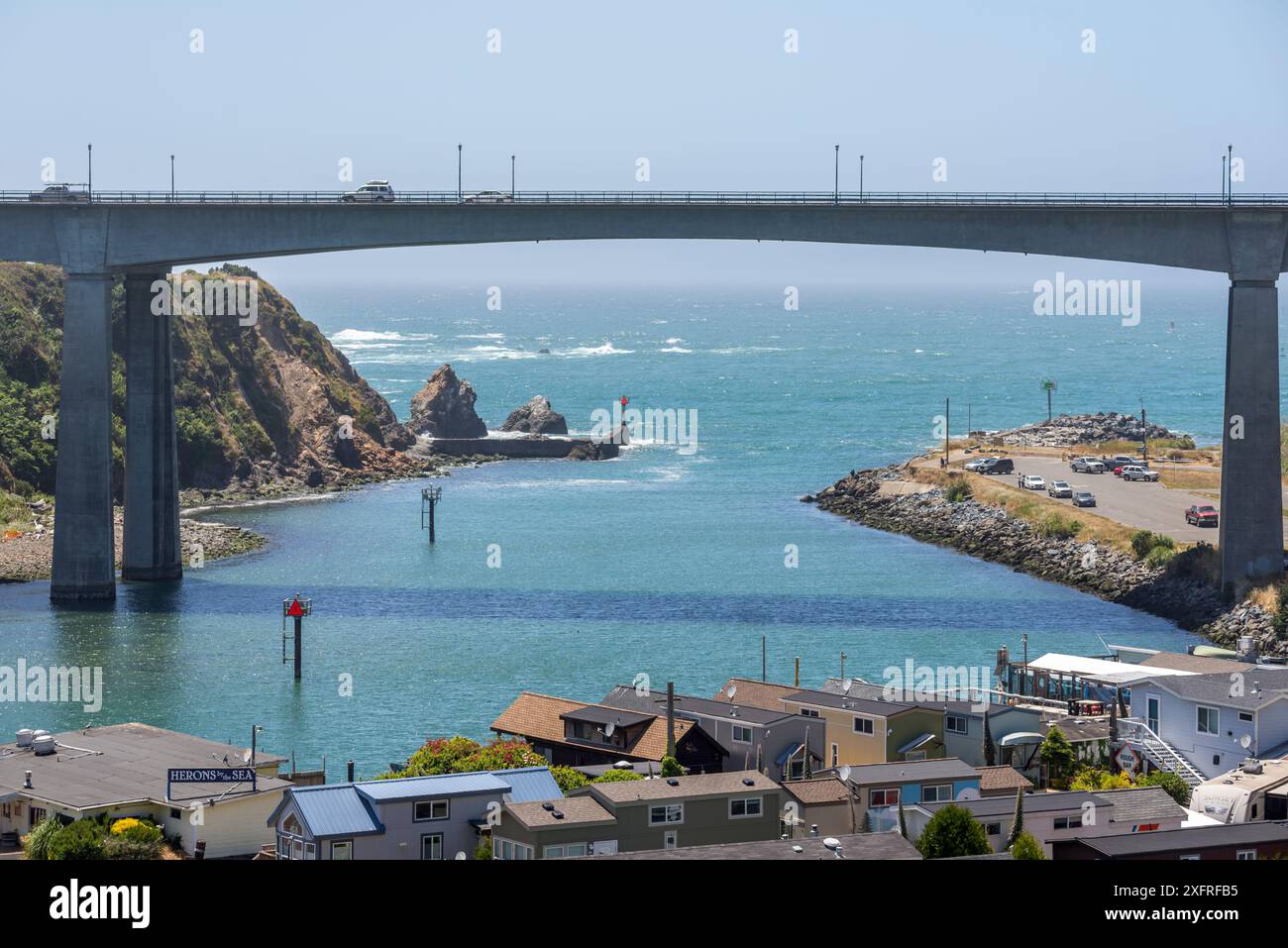 View of and around Noyo Harbor. Fort Bragg, California, USA Stock Photo ...