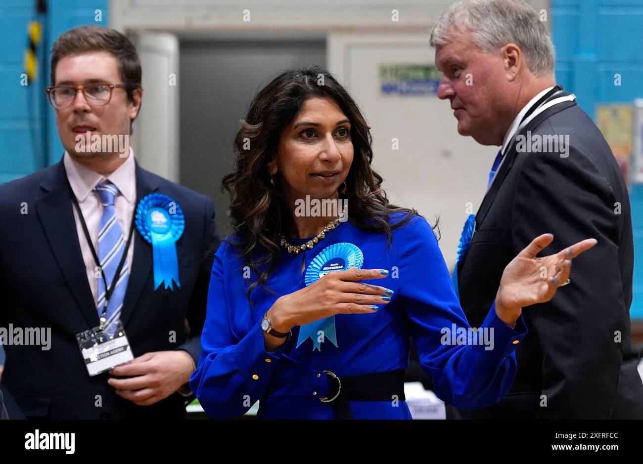 Former home secretary Suella Braverman (centre) at Fareham Leisure ...