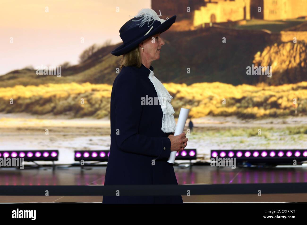 Blyth, UK - High Sheriff Lucia Bridgeman Returning Office with ostrich feather hat. Photo credit ...
