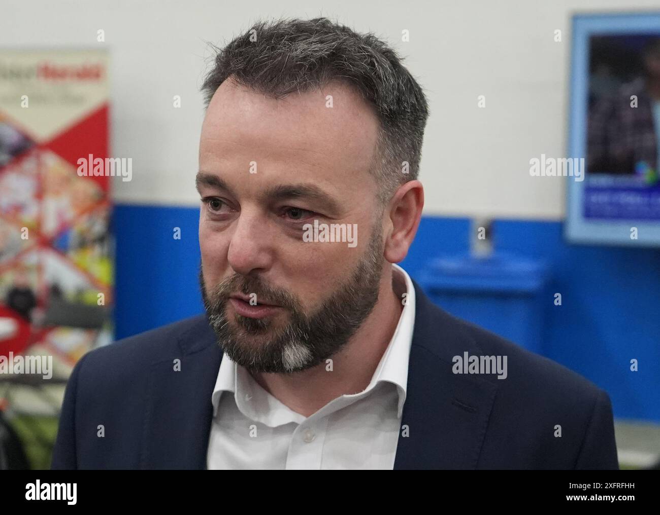 SDLP leader Colm Eastwood arrives at Meadowbank Sports Arena ...