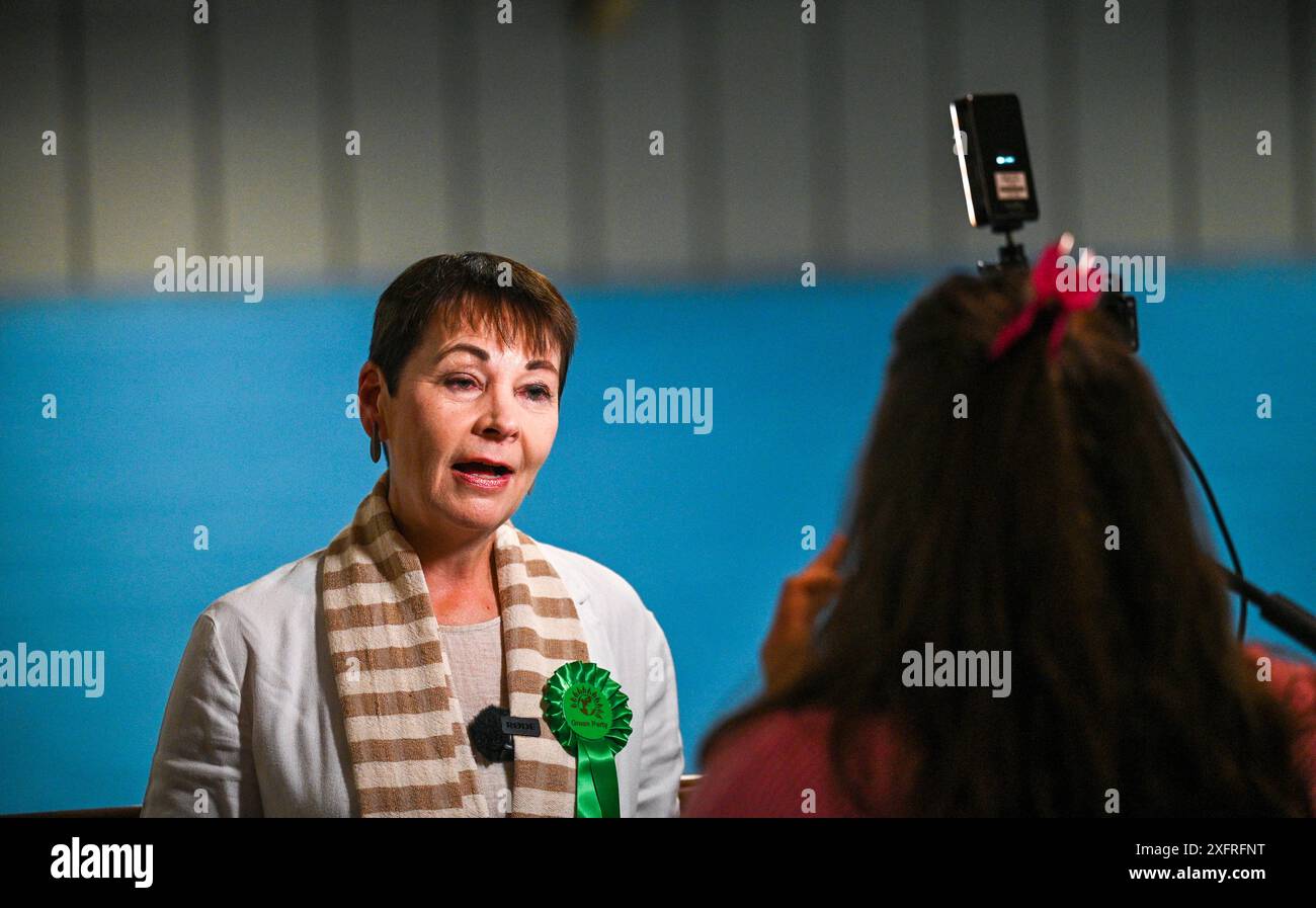 Brighton UK 5th July 2024 - Caroline Lucas the former Green MP for ...