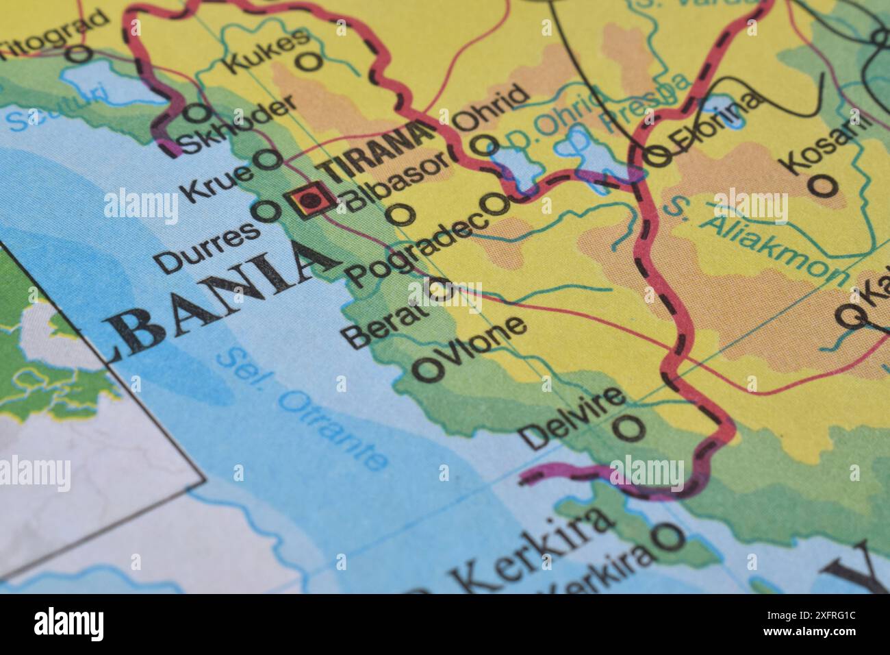 Albania map on World map Stock Photo - Alamy