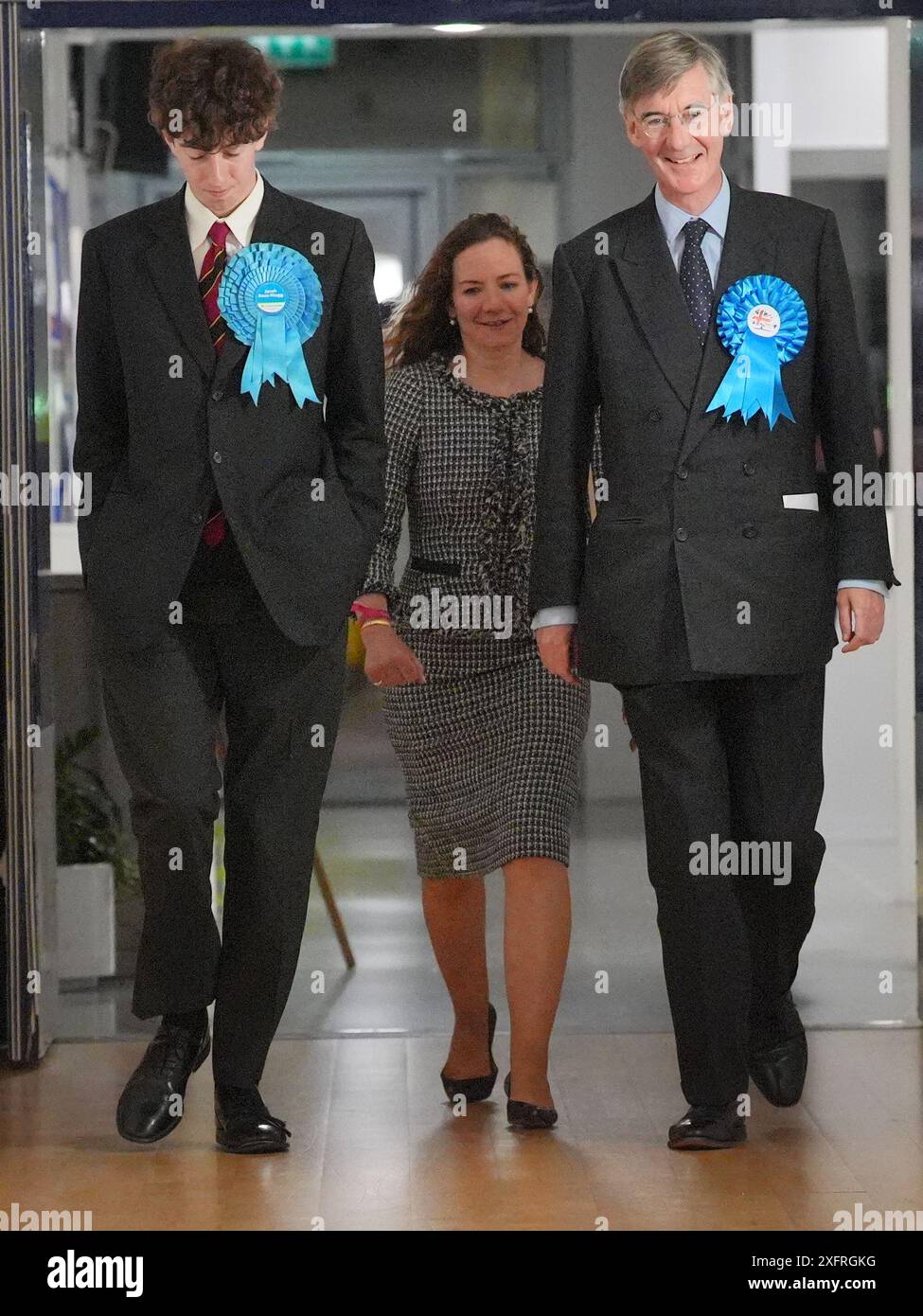 Sir Jacob Rees-Mogg (right) with his son Peter and wife Helen de Chair ...