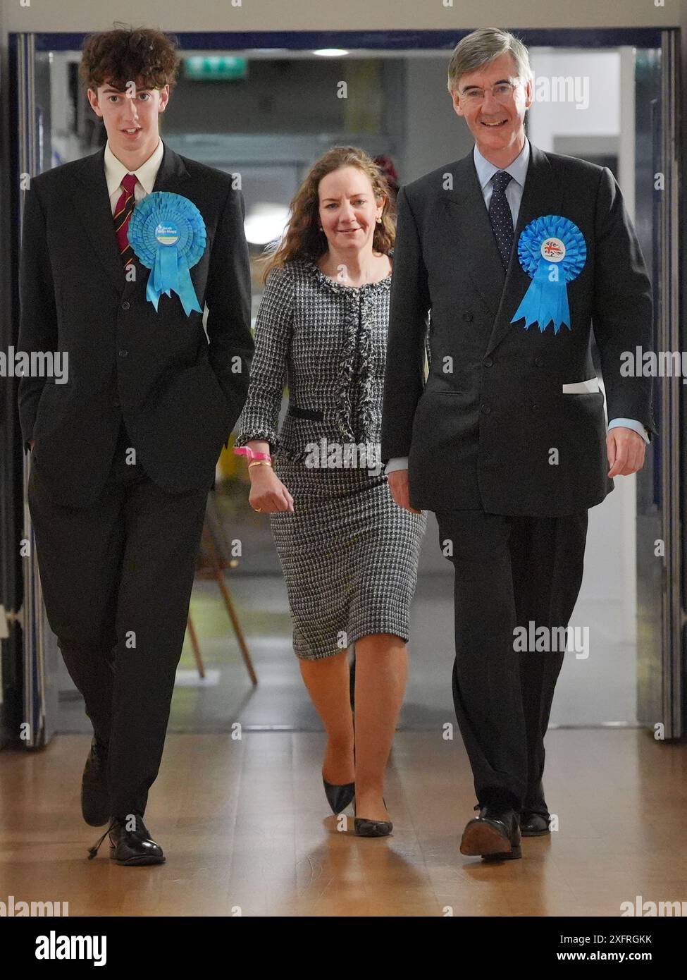 Sir Jacob Rees-Mogg (right) with his son Peter and wife Helen de Chair ...