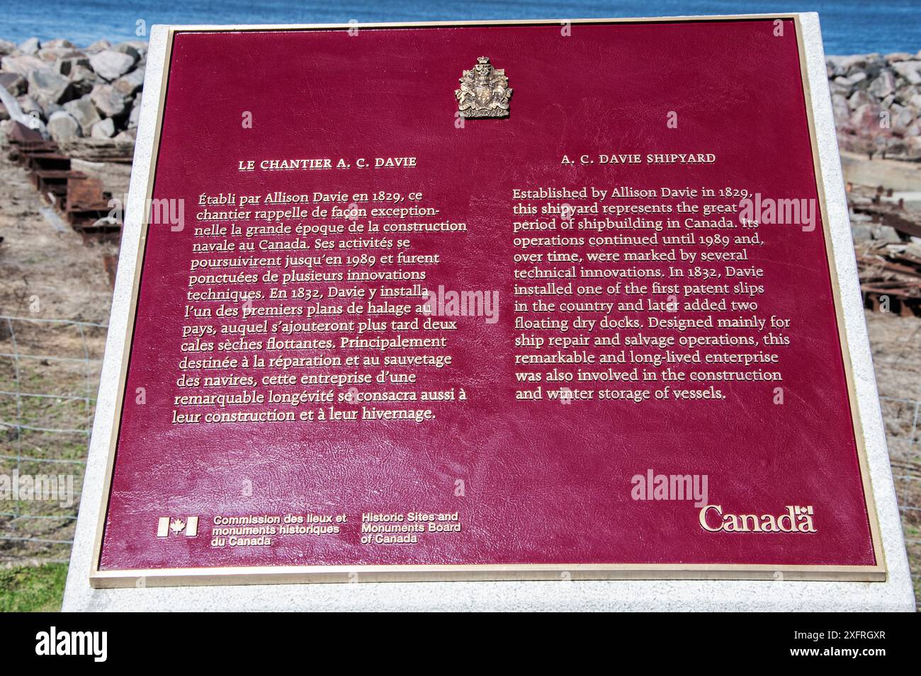 AC Davie shipyard plaque at Quai Paquet park in Levis, Quebec, Canada ...