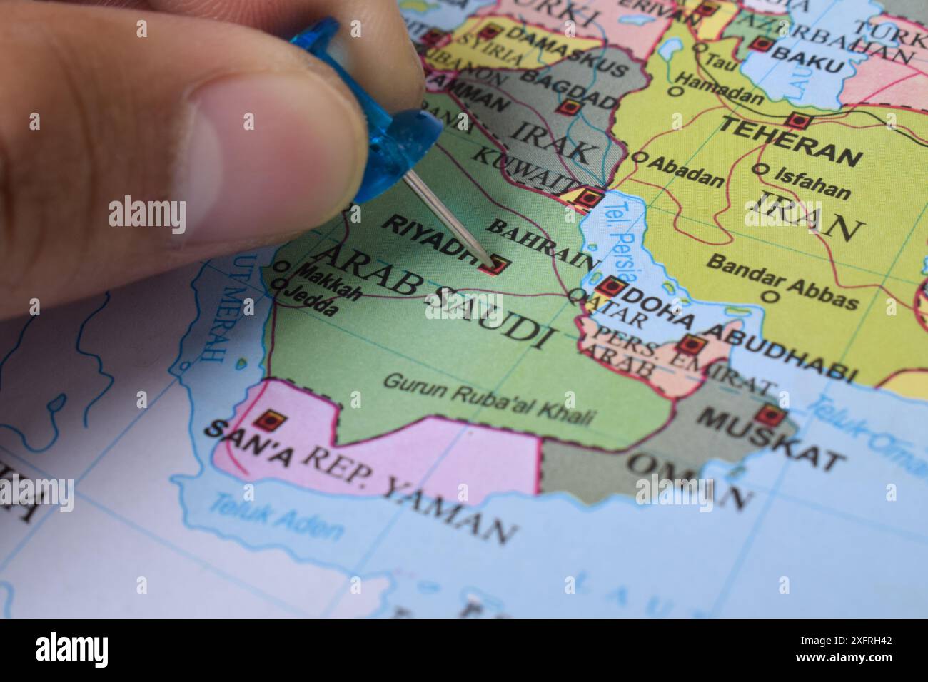 Pin on Riyadh, Saudi Arabia of the World Map. Close up and selective ...