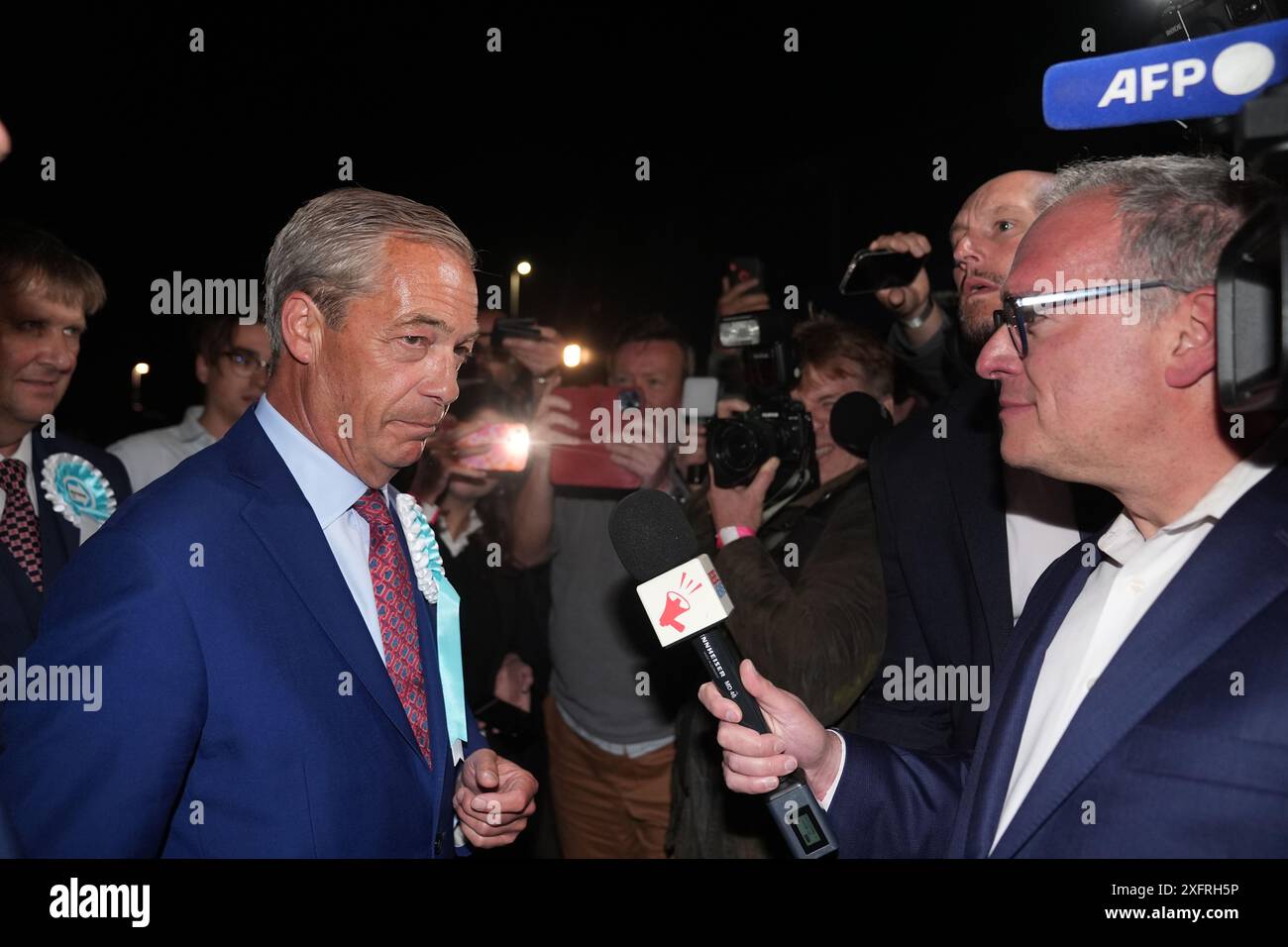 Reform UK leader Nigel Farage arrives at Clacton Leisure Centre in ...