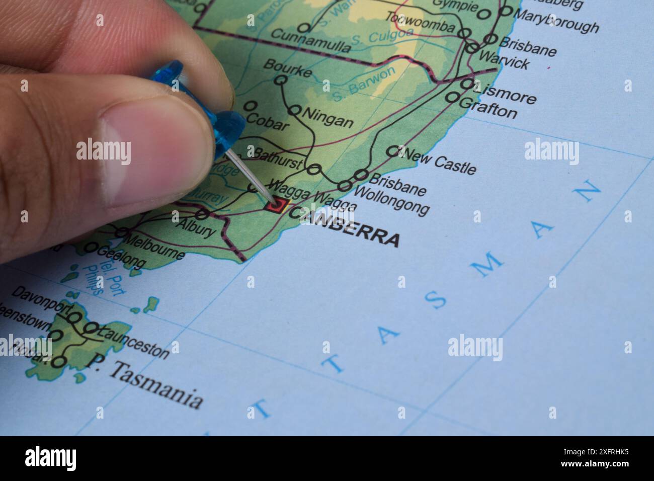 Pin on Canberra, Australia of the World Map. Close up and selective ...