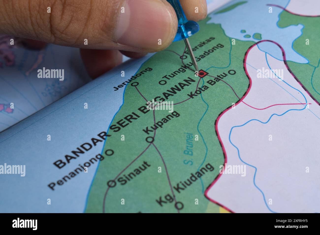 Pin on Bandar Seri Begawan, Brunei of the World Map. Close up and ...