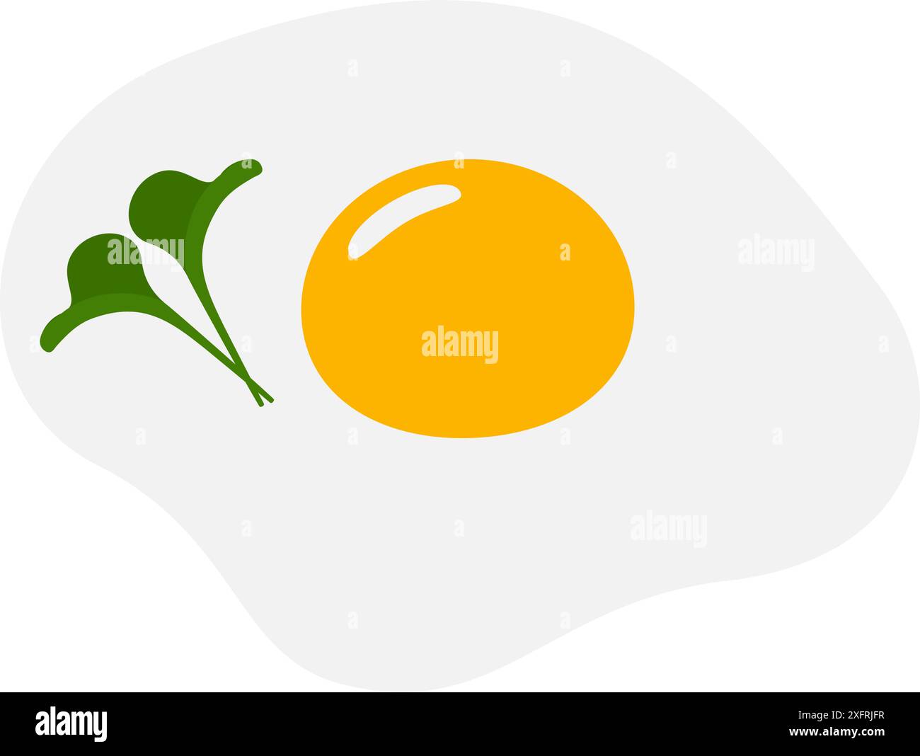 Fried egg with microgreens in simple cartoon style. Culinary food ...