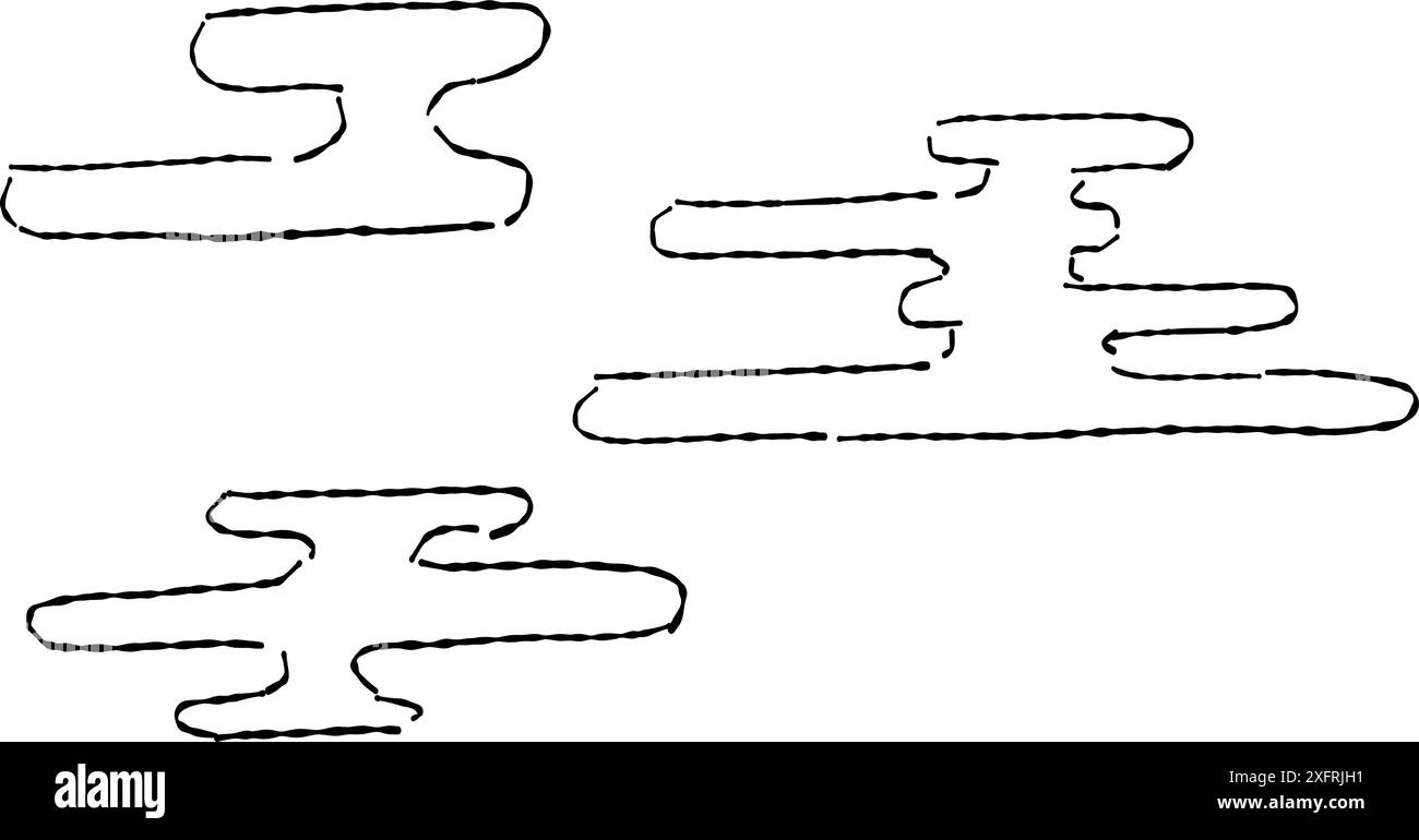Japanese-style line drawing illustration of the cloud pattern Stock ...