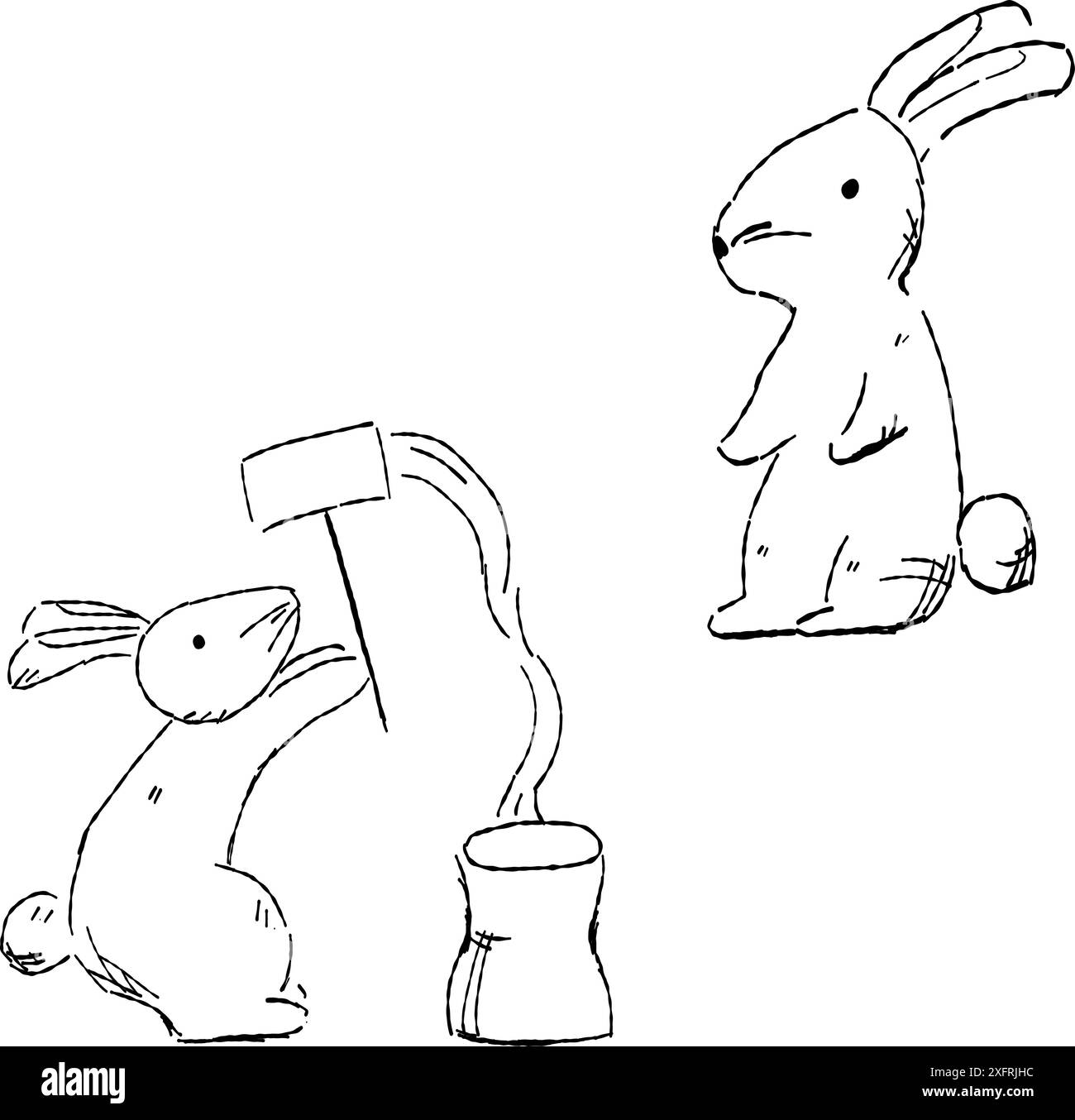 Line drawing illustration set of the rabbit Stock Vector Image & Art ...