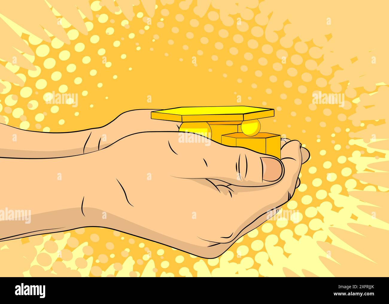 Cartoon, comic book human hands holding Pedestal Podium, Stage. Retro ...