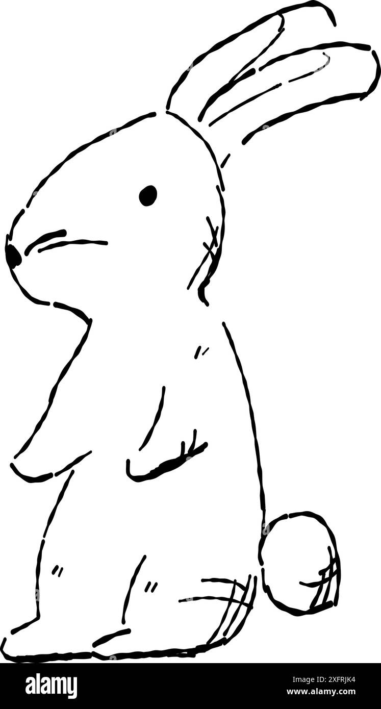 Line drawing illustration of the standing rabbit Stock Vector Image ...