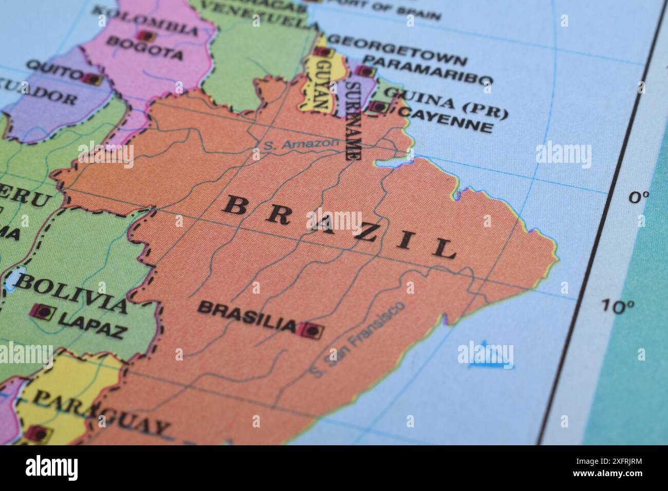 Brazil of the World Map. Close up and selective focus Stock Photo - Alamy