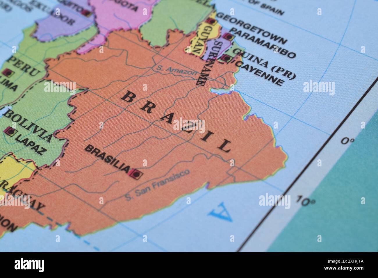 Brazil of the World Map. Close up and selective focus Stock Photo - Alamy