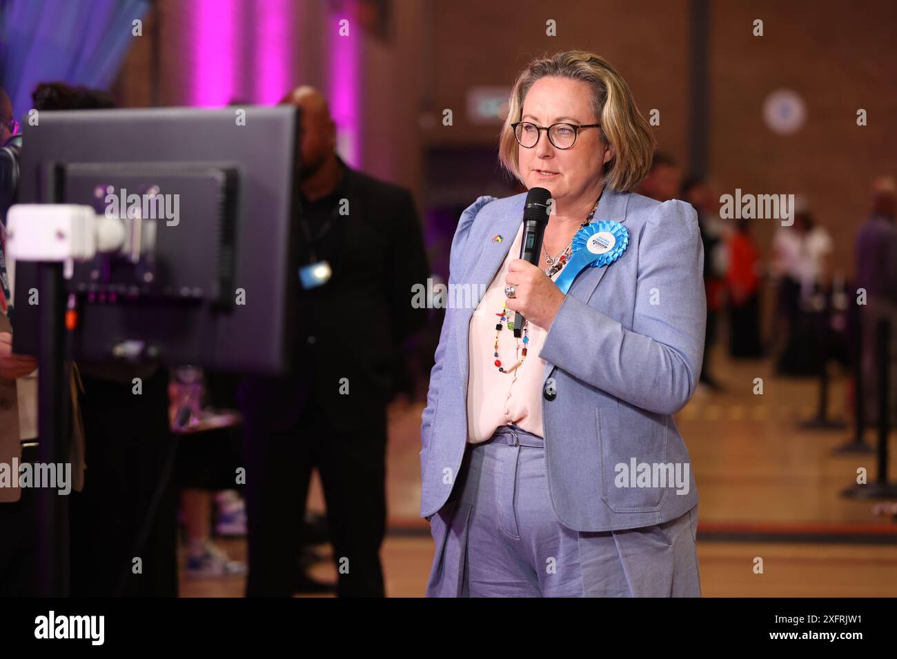 Blyth, Uk - 4th July, Conservative Anne-Marie Trevelyan gives a TV ...