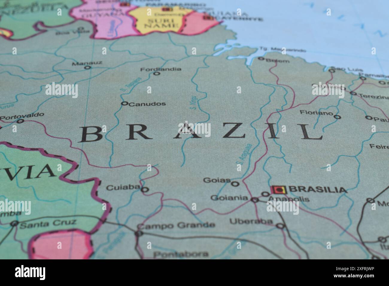 Brazil of the World Map. Close up and selective focus Stock Photo - Alamy