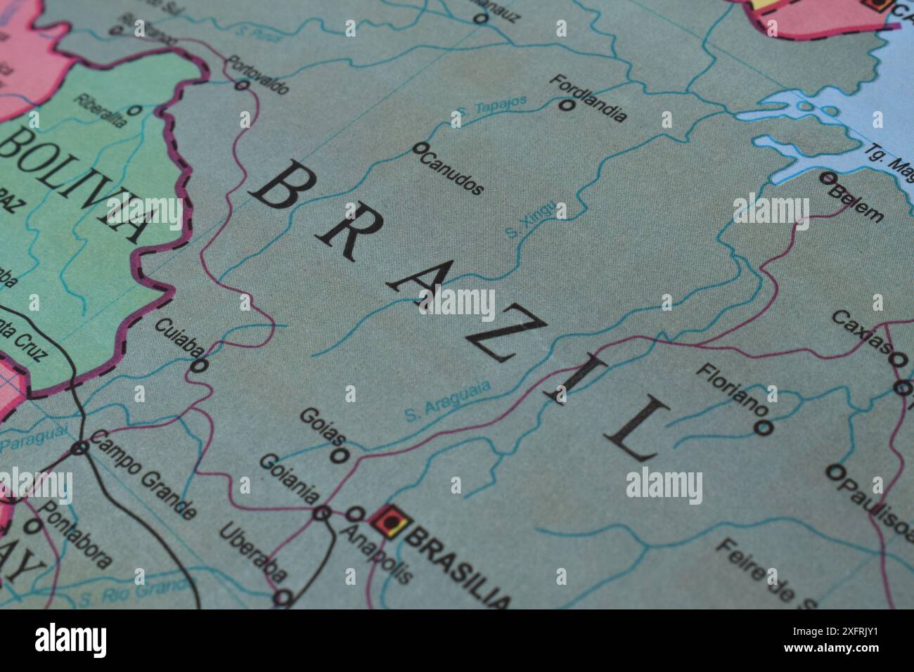 Brazil of the World Map. Close up and selective focus Stock Photo - Alamy