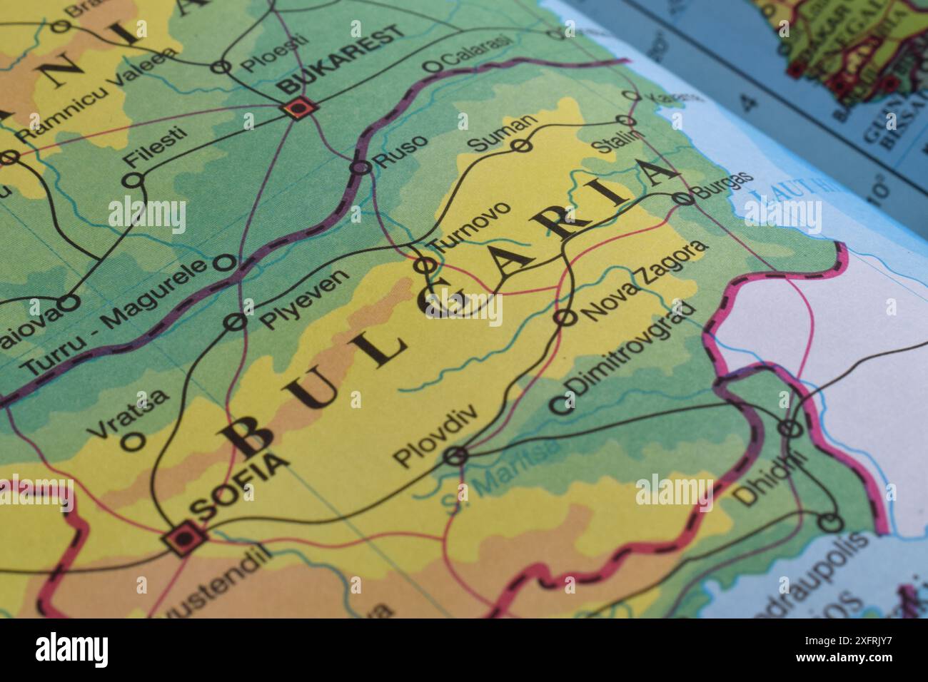 Bulgaria of the World Map. Close up and selective focus Stock Photo - Alamy