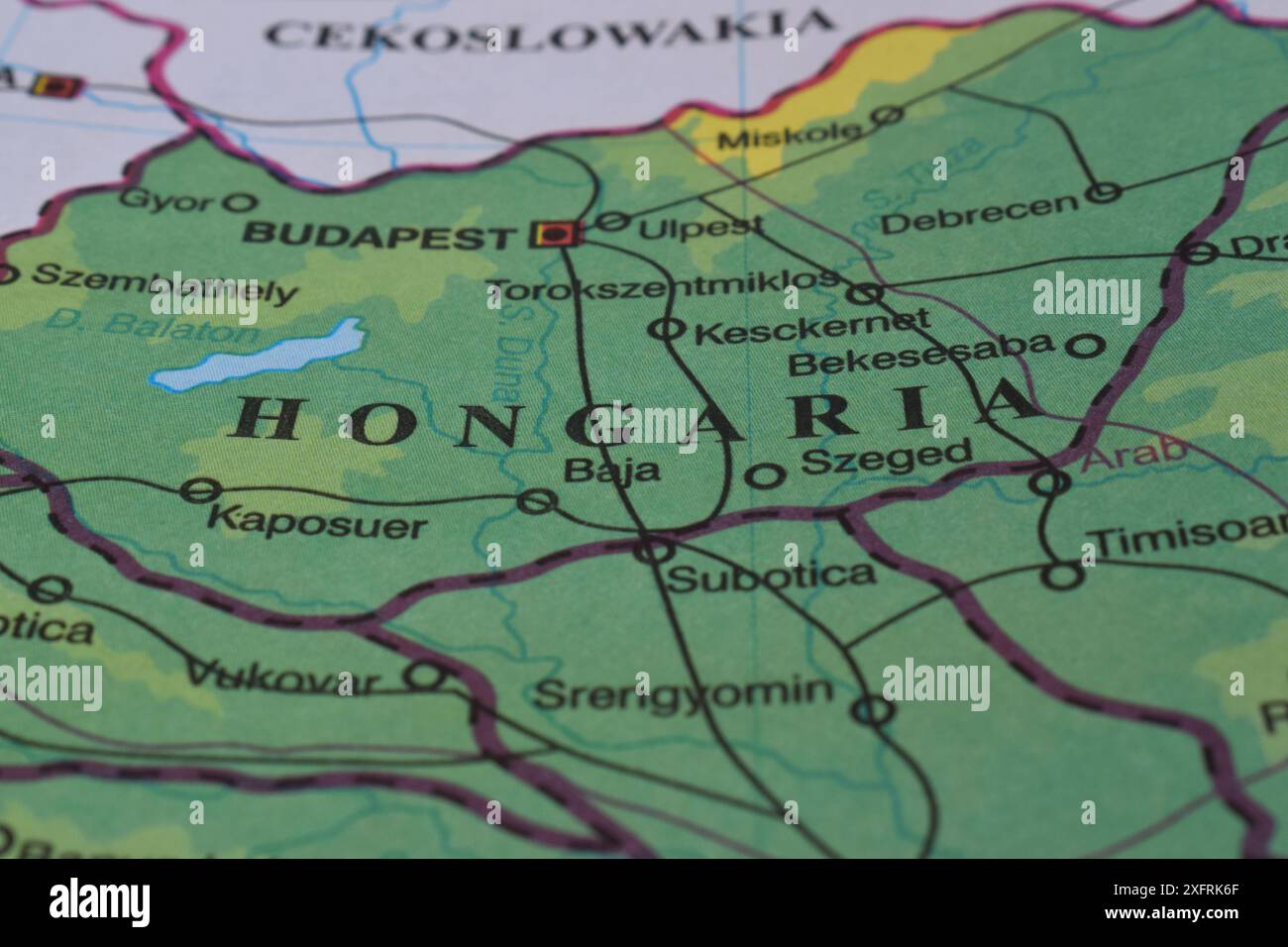 Hungary of the World Map. Close up and selective focus Stock Photo - Alamy
