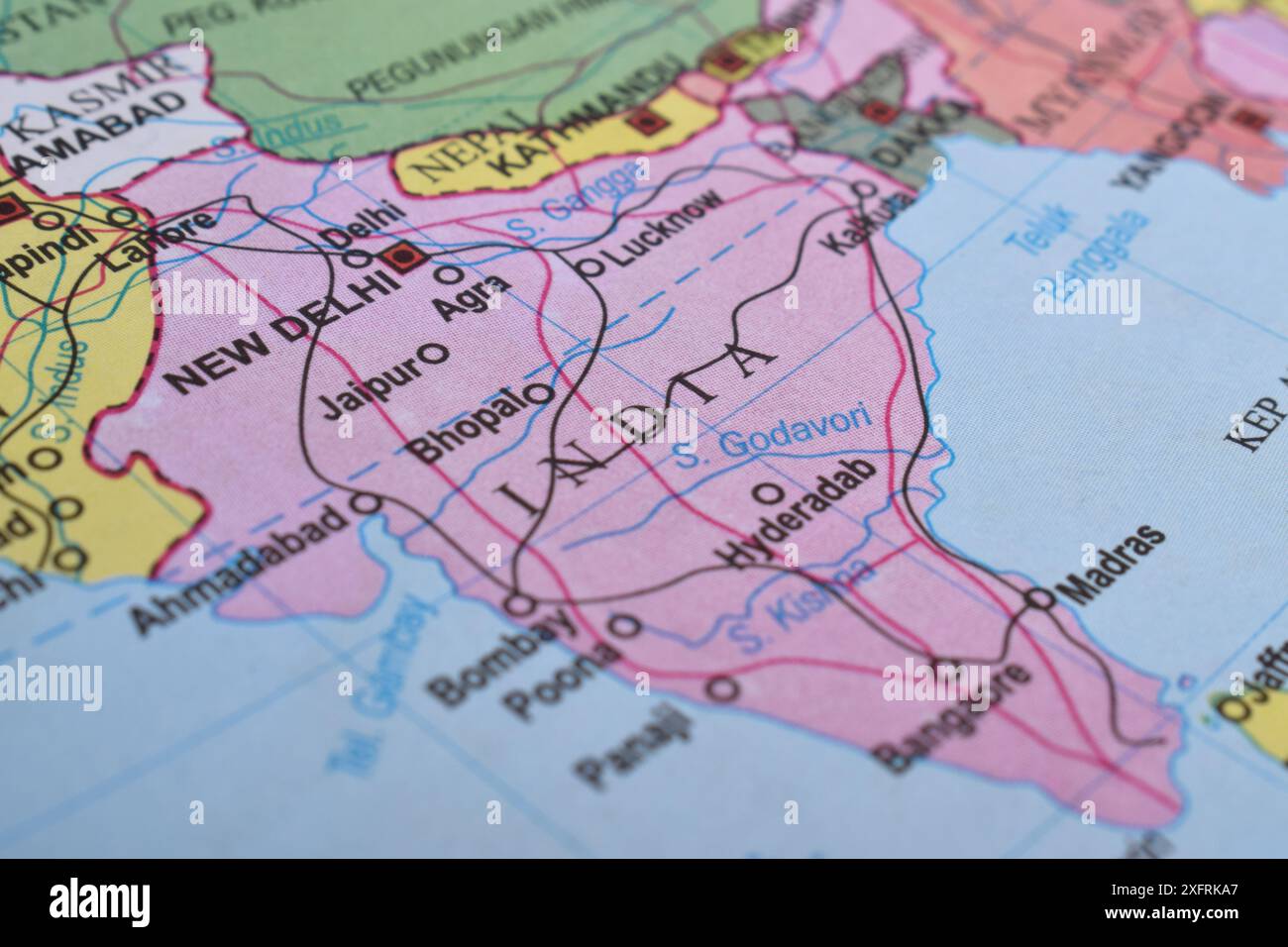 India of the World Map. Close up and selective focus Stock Photo - Alamy