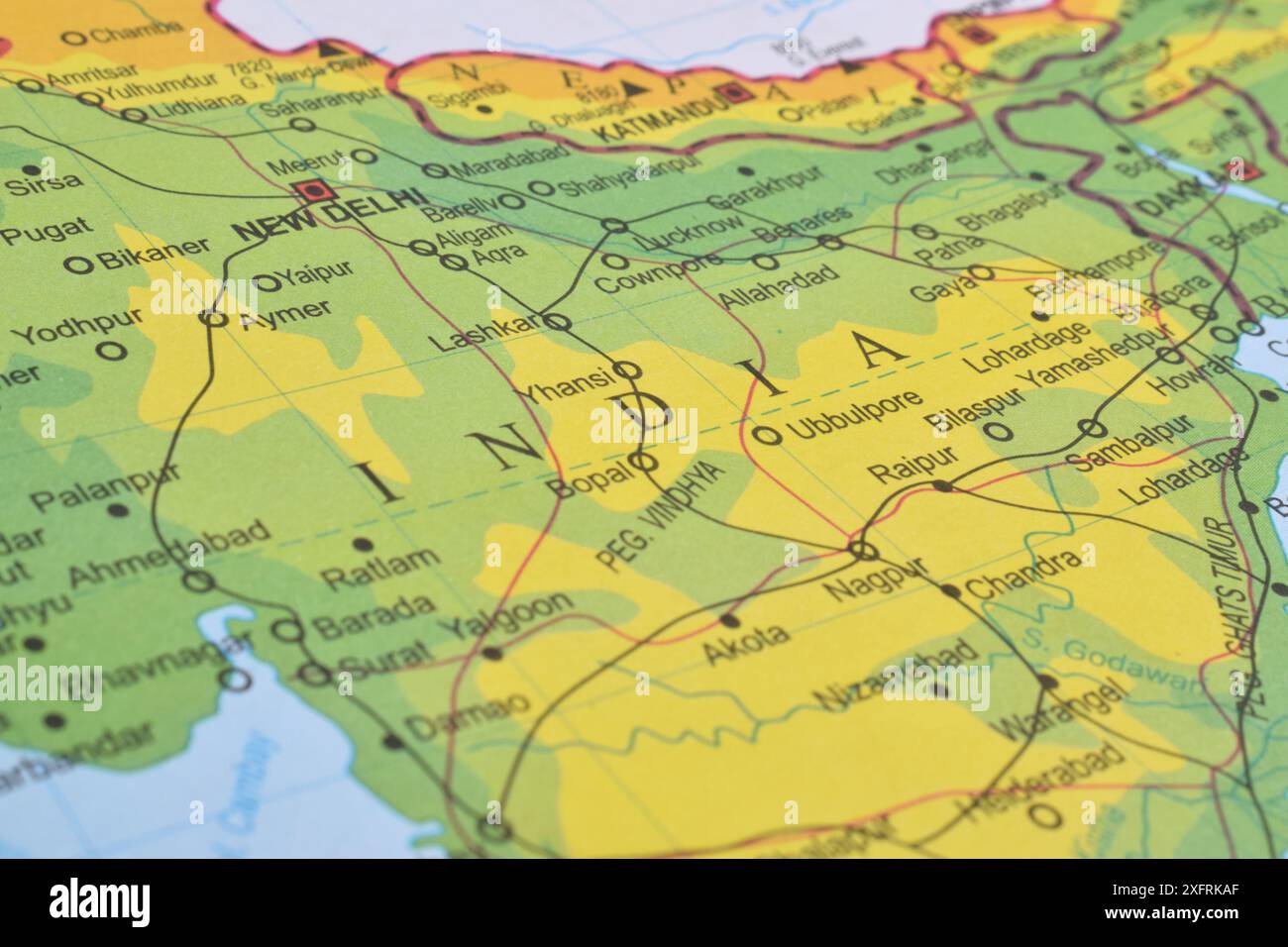 India of the World Map. Close up and selective focus Stock Photo - Alamy