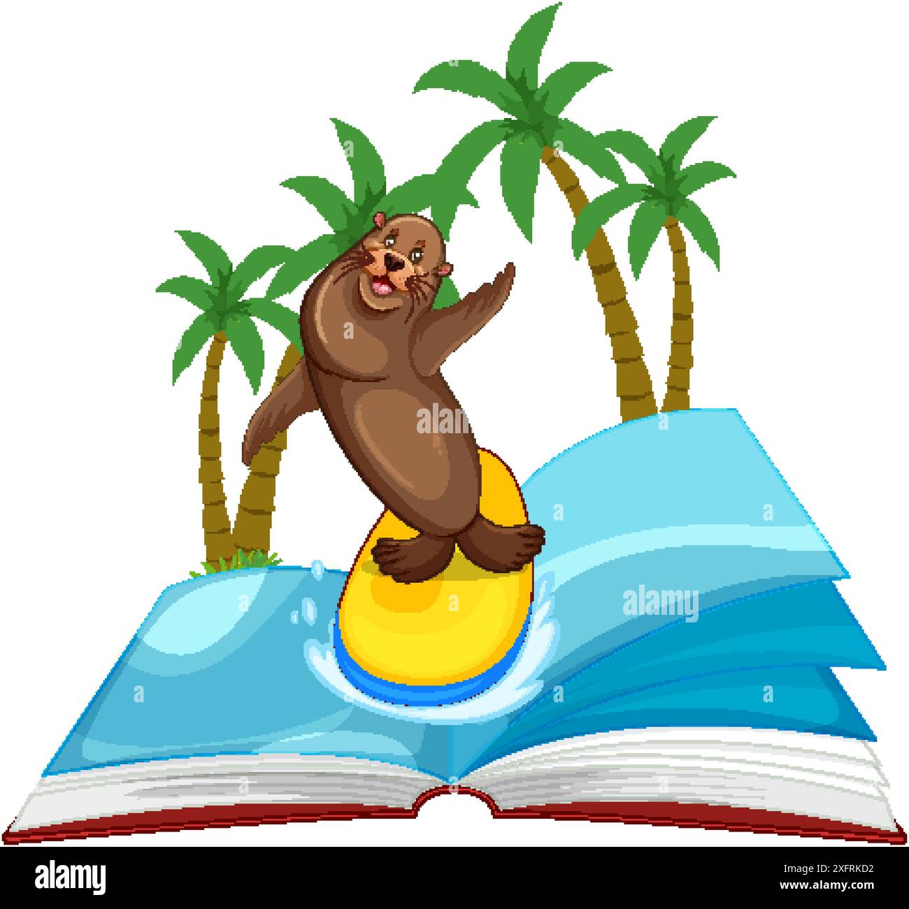 Seal balancing on a book with palm trees Stock Vector Image & Art - Alamy