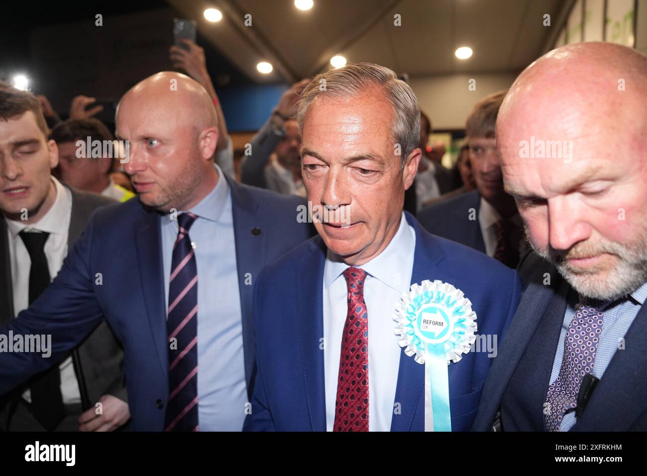 Reform UK leader Nigel Farage at Clacton Leisure Centre in Clacton ...